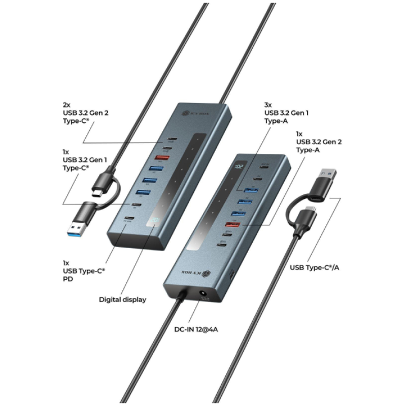 IcyBox IB-HUB1743-CPD 9-v-1 USB-C/A hub vmesnik z PD | E-specialisti ...
